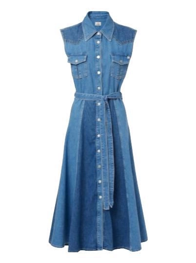 Ag Paneled Denim Midi Dress - Blue