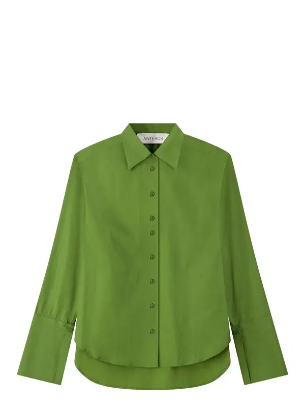 THE ANTEROS Presley Organic Cotton Poplin Shirt - Green