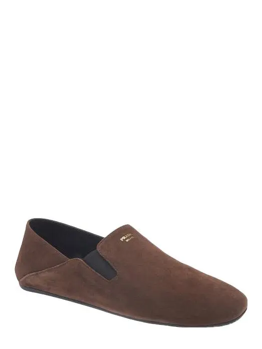 Prada Suede Collapsible Heel Loafer - Moro