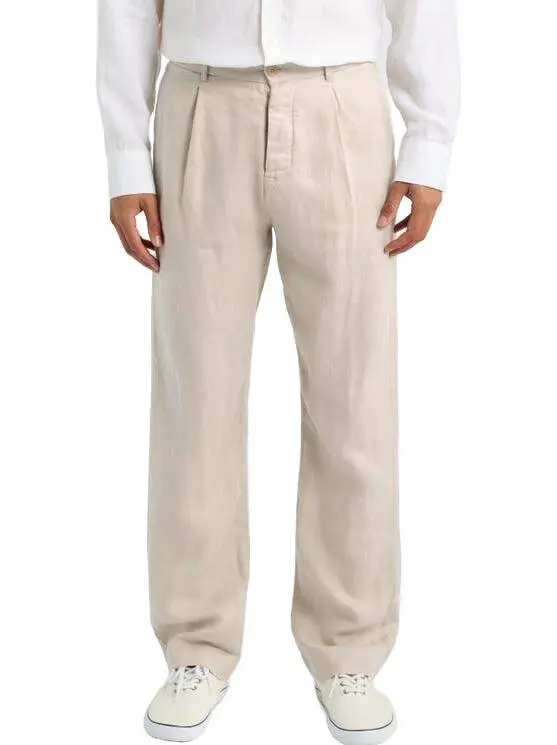 ALEX CRANE Alta Pleated Linen Trousers - Bone