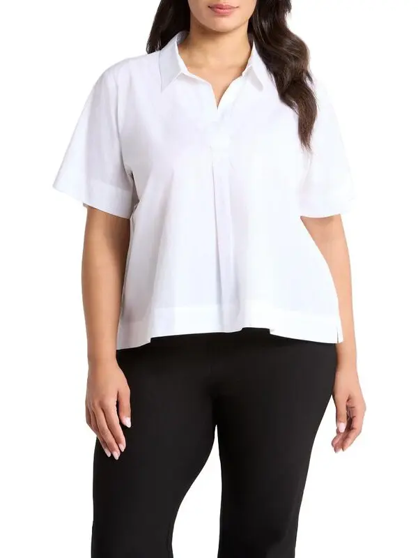 Eileen Fisher Pleated Poplin Shirt - White
