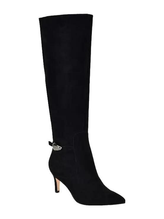 Nine West Salla Knee-high Boot With Sculptural Hardware - Black