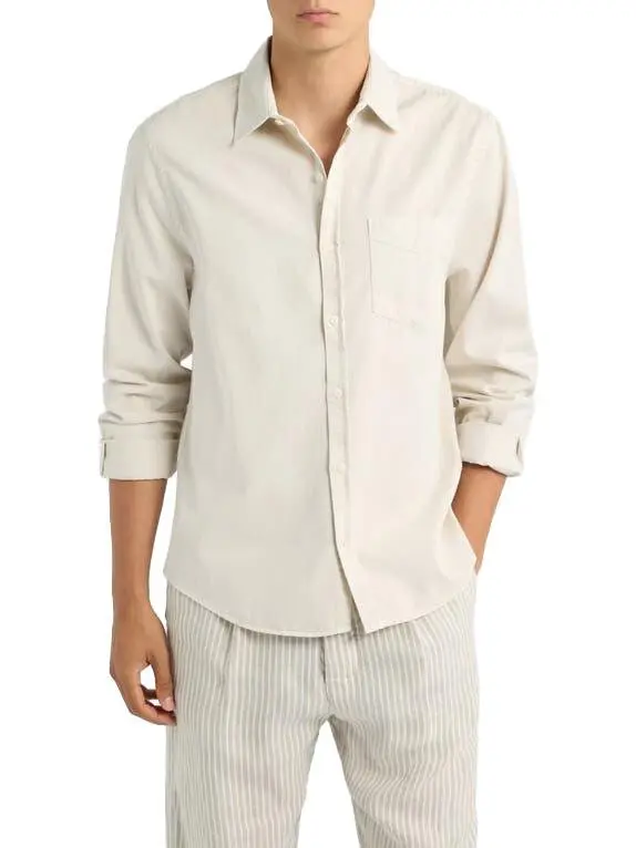 ALEX CRANE Organic Cotton Twill Long Sleeve Shirt - Cream