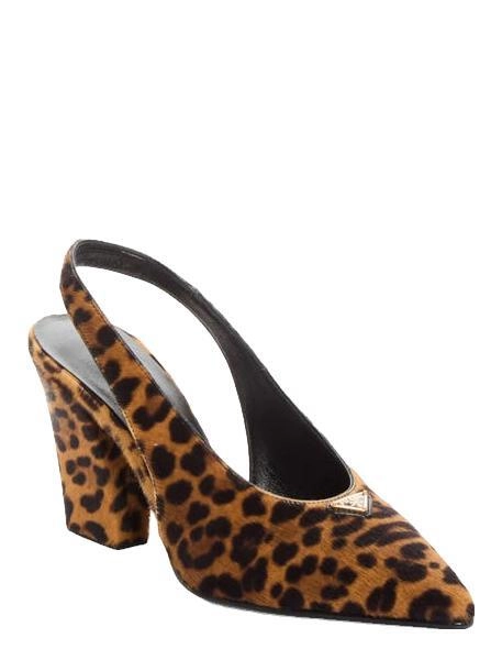 Prada Leopard Print Calf Hair Slingback Pumps - Miele