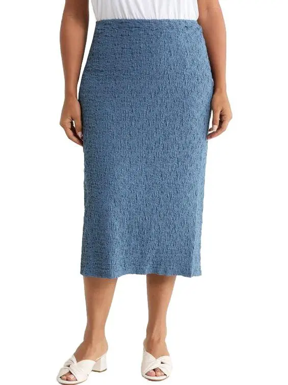 Eileen Fisher Crinkled Organic Cotton Blend Midi Skirt - Cldsp