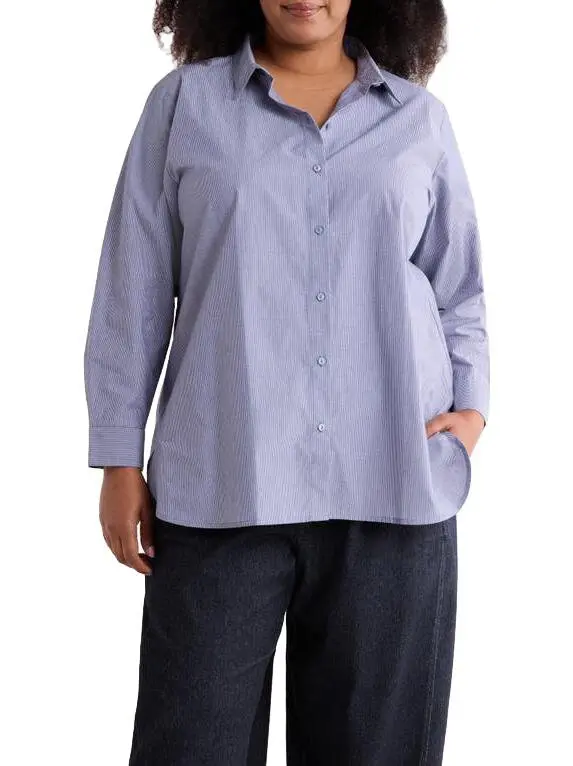 Eileen Fisher Striped Organic Cotton Shirt - Infinity
