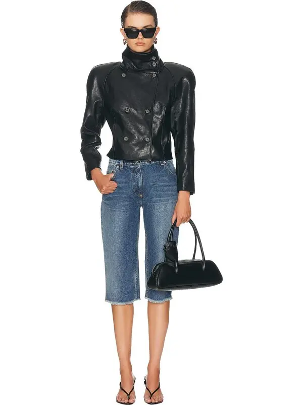Magda Butrym Leather Double Breasted Jacket - Black