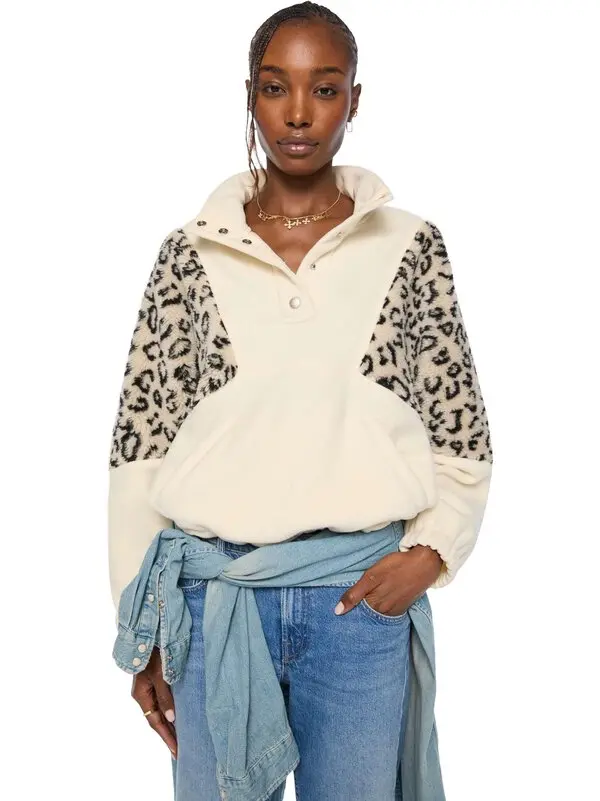 MOTHER The Funnel Neck Drop Inset Sweatshirt - White