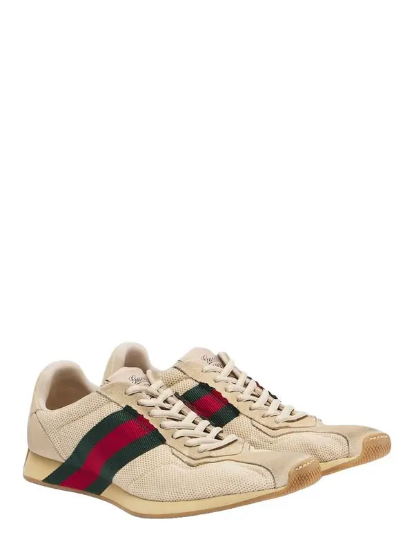 Gucci Tempo Suede-trimmed Sneakers - Beige