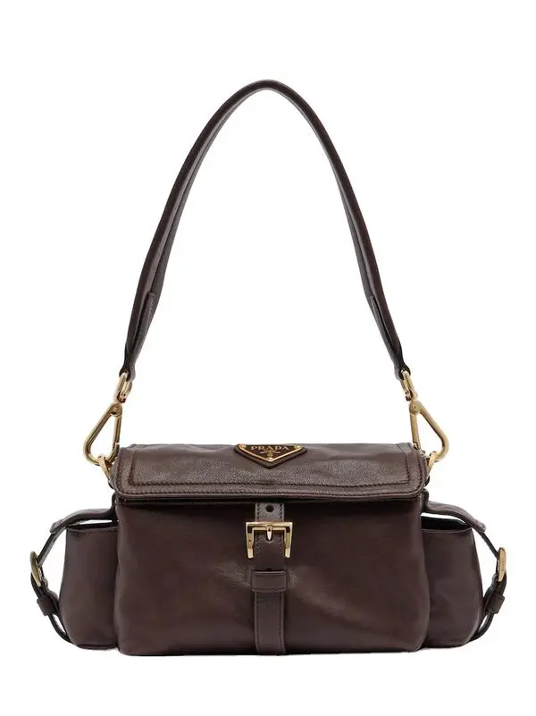Prada Medium Leather Shoulder Bag - Brown