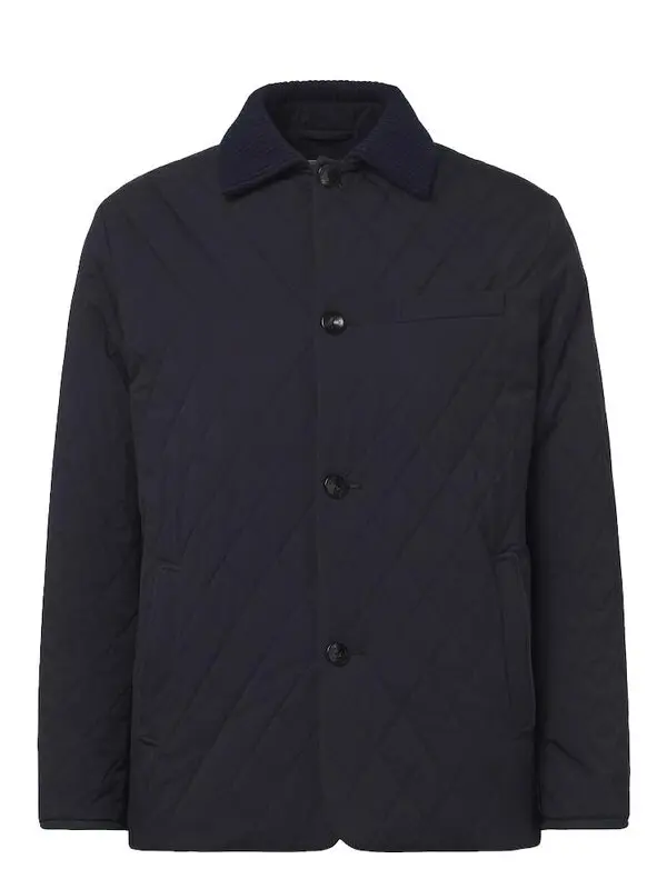 Agnona Quilted Wool-trimmed Jacket - Blue