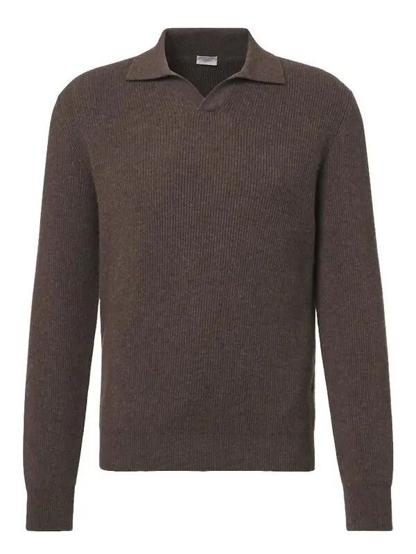 Agnona Ribbed-knit Cashmere Polo Sweater - Brown