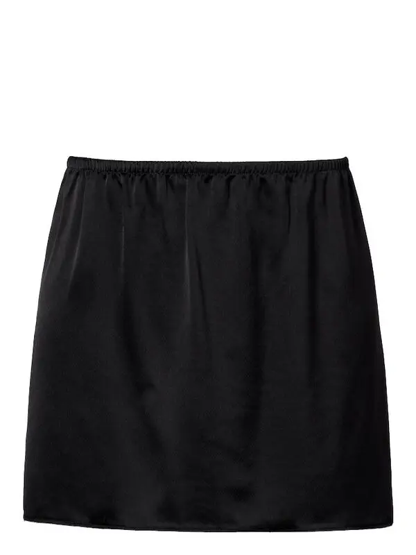 LESET Lace-trimmed Satin Mini Skirt - Black