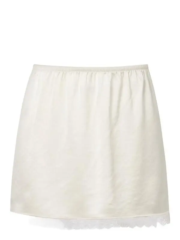 LESET Lace-trimmed Satin Miniskirt - White