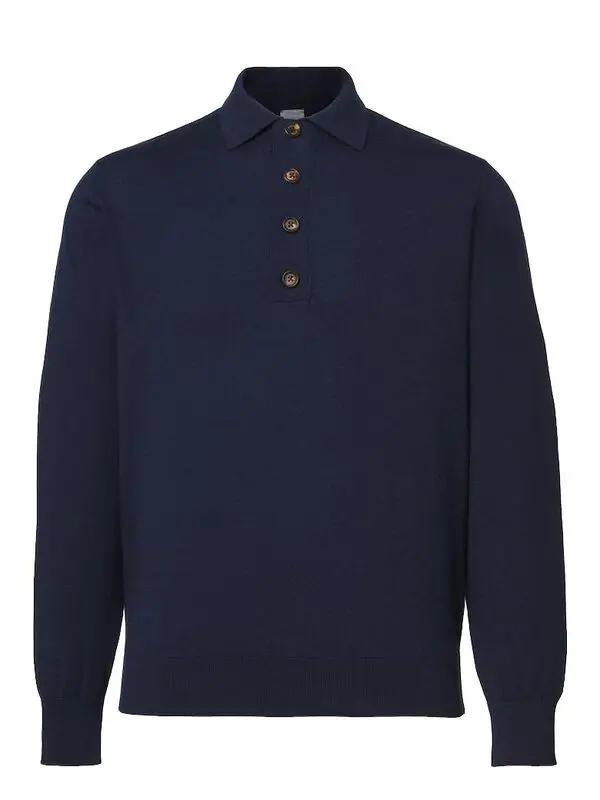 Eleventy Cotton And Cashmere Polo Sweater - Blue