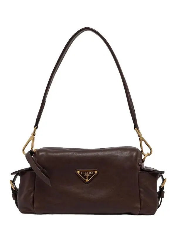 Prada Lamb Leather Shoulder Bag - Brown
