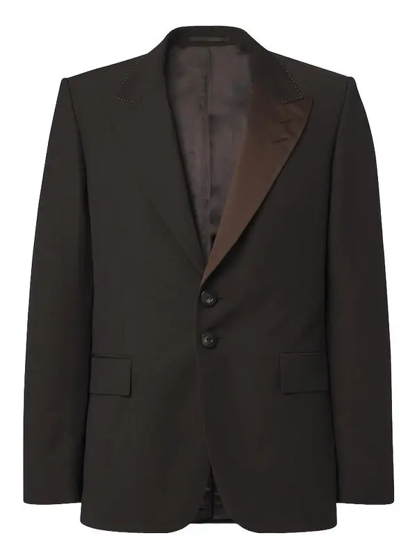 WALES BONNER Atto Satin-trimmed Virgin Wool Blazer - Brown