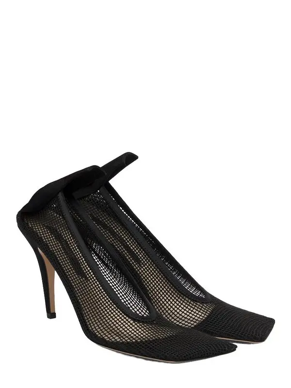 CHRISTEN Edge Stretch Suede-trimmed Mesh Pumps - Black