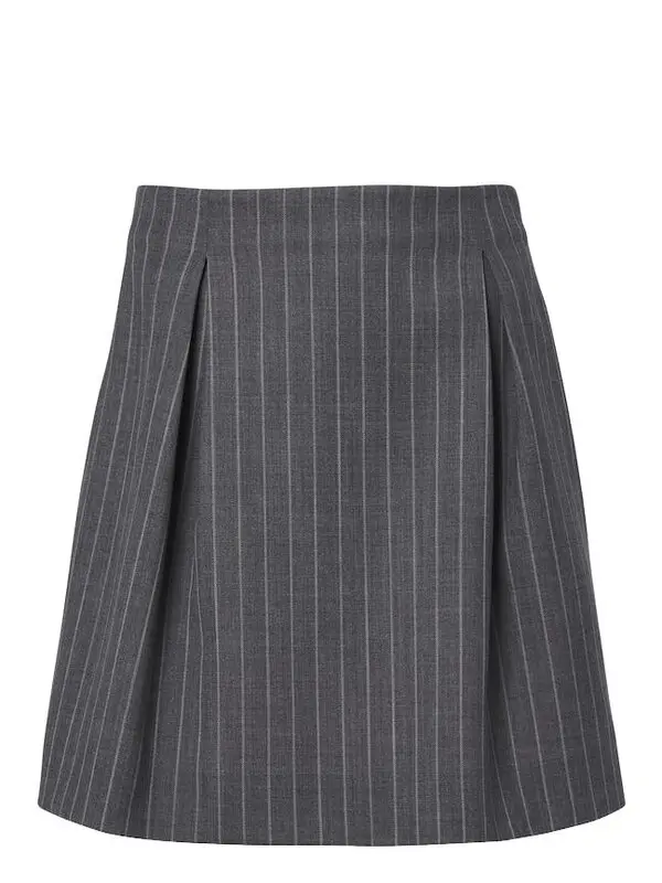 Valentino Garavani Pinstripe Virgin Wool Miniskirt - Grey