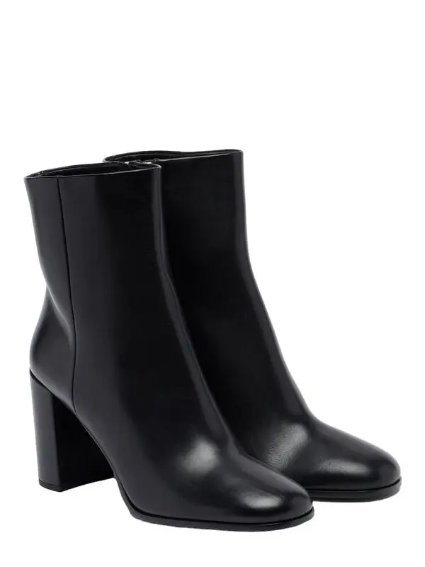 Prada Leather Ankle Boots With Zip Closure - Black