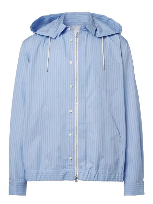 Sacai Striped Cotton-blend Jacket - Blue