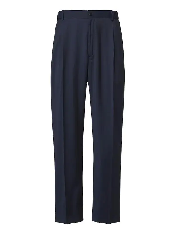 Brioni Bellagio Wool Straight Leg Trousers - Blue