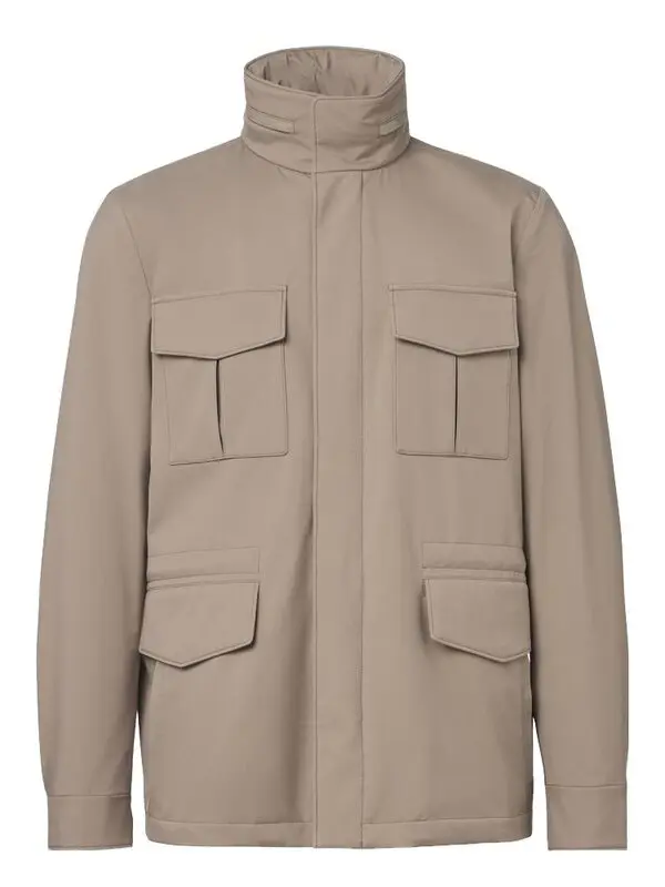 Agnona Technical Field Jacket With Concealed Hood - Grey