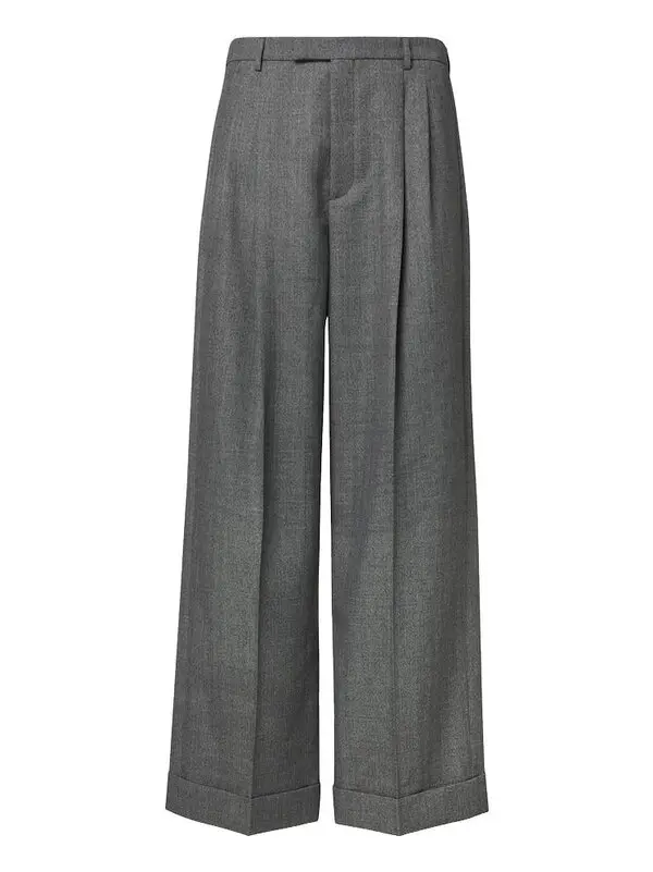 Valentino Garavani Herringbone Wide-leg Pants - Grey