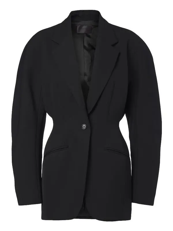 MUGLER Virgin Wool Grain De Poudre Blazer - Black
