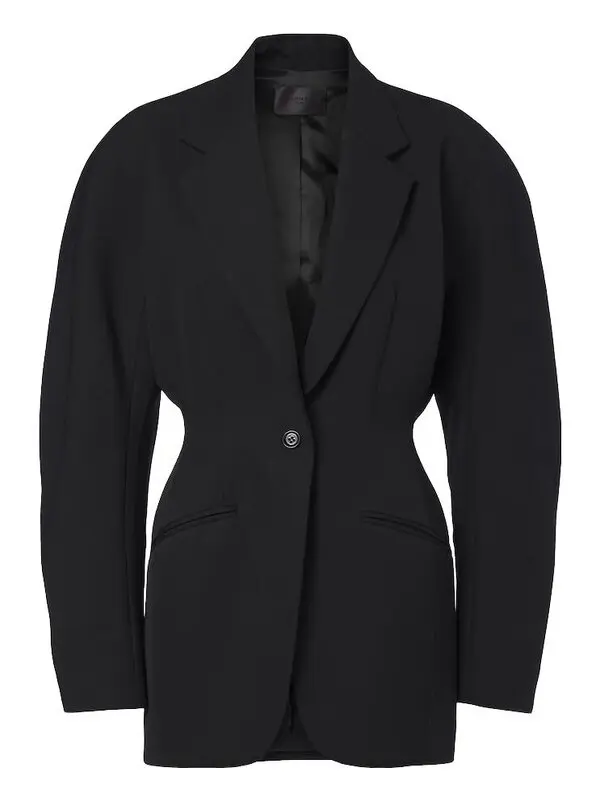 MUGLER Virgin Wool Grain De Poudre Blazer - Black