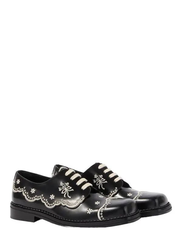 Simone Rocha Embroidered Leather Brogues - Black
