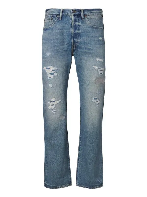 Ralph Lauren Distressed Straight Leg Jeans - Blue
