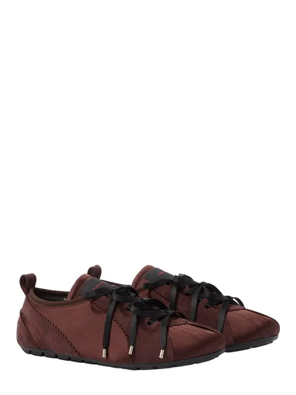 Simone Rocha Ballerina Grip Suede-trimmed Satin Sneakers - Brown