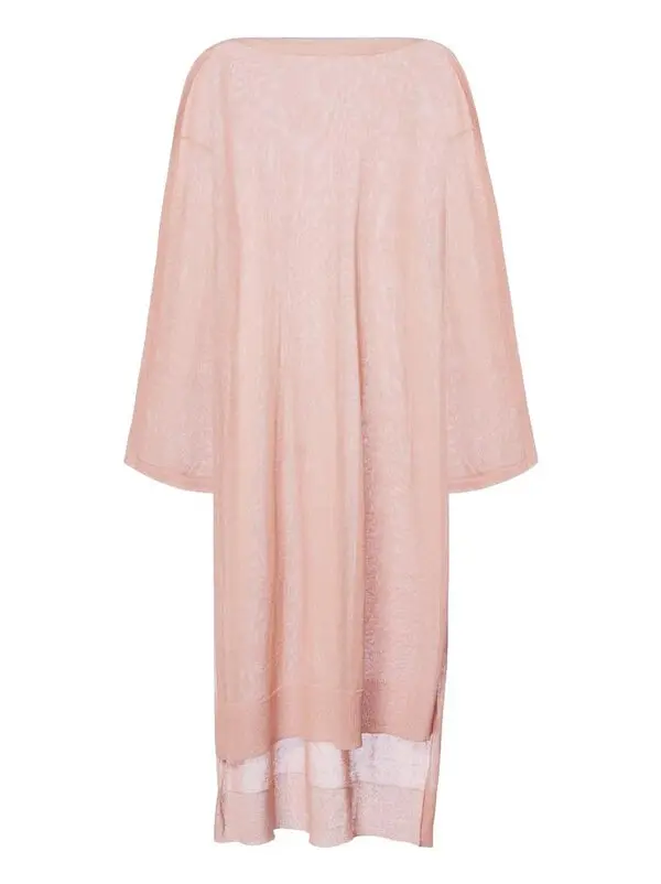 Alaïa Knitted Linen And Silk Kaftan - Pink