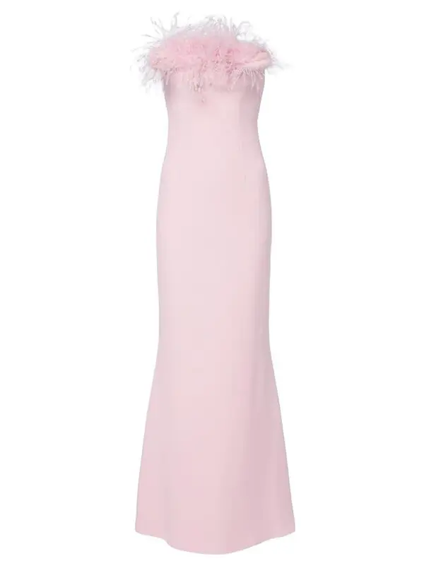 Safiyaa Feather-trimmed Gown - Pink