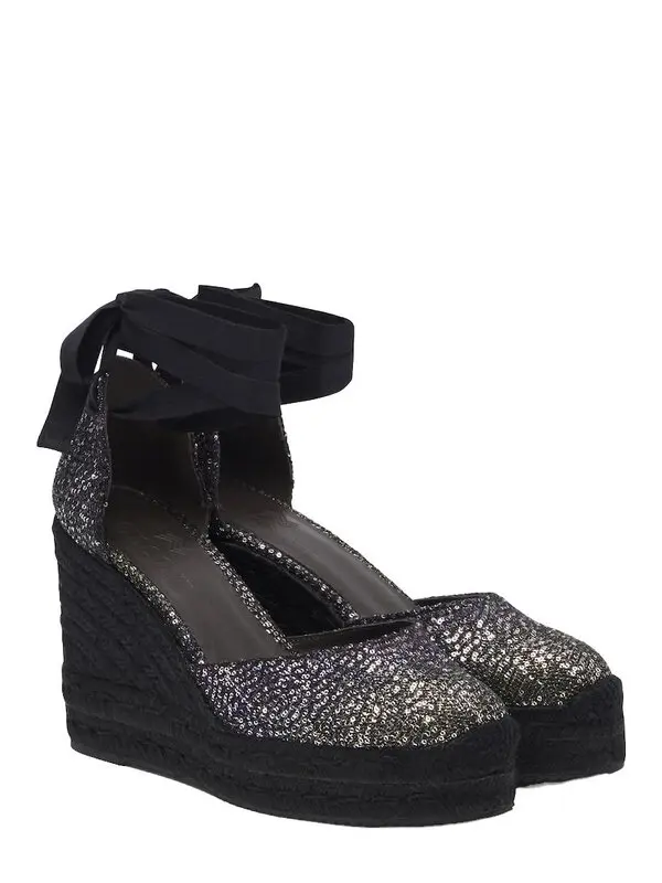 Missoni Eva Sequin Espadrille Wedges - Black
