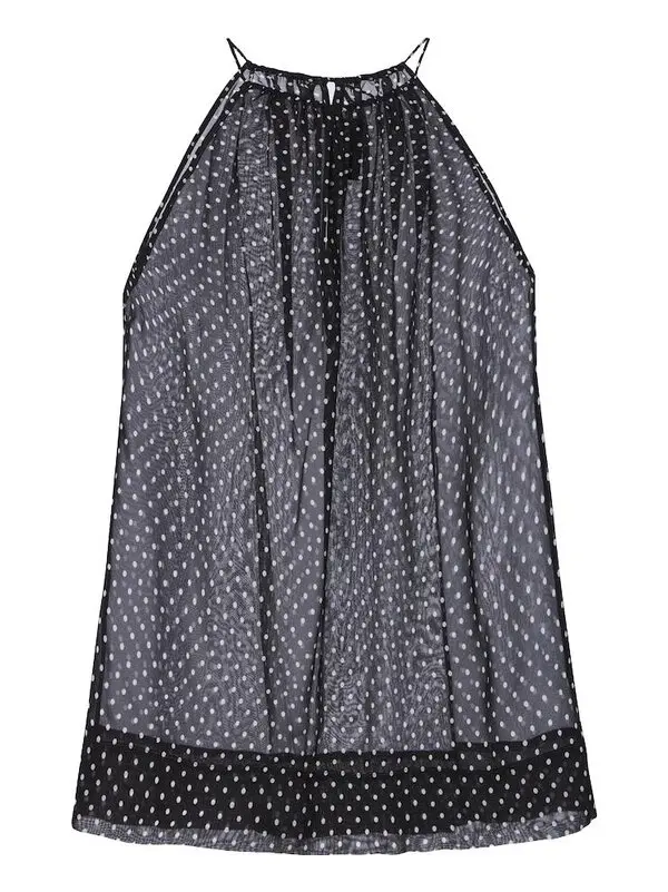 NILI LOTAN Halterneck Polka-dot Silk Top - Black
