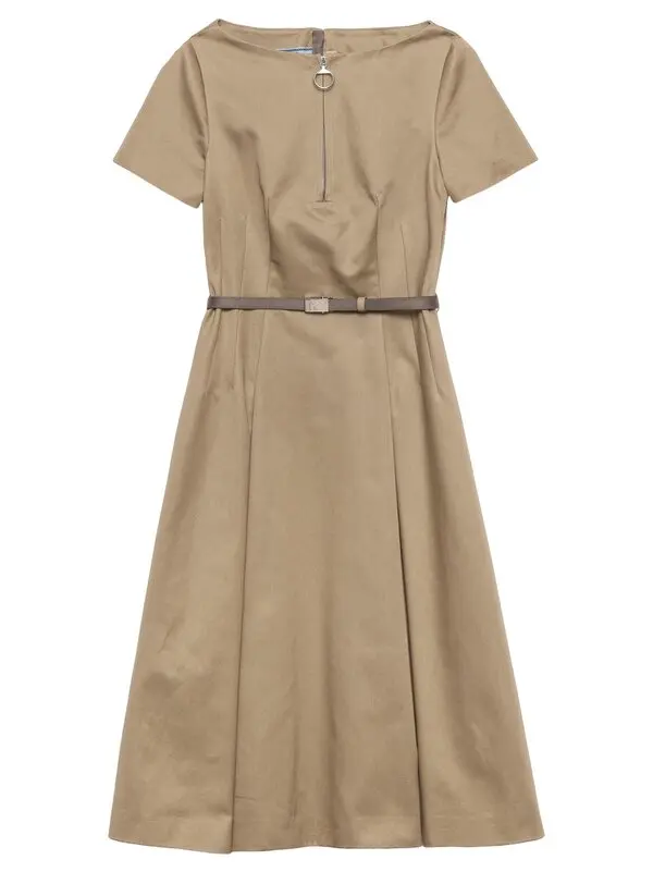 Prada Boat Neck Zipper Dress - Grey