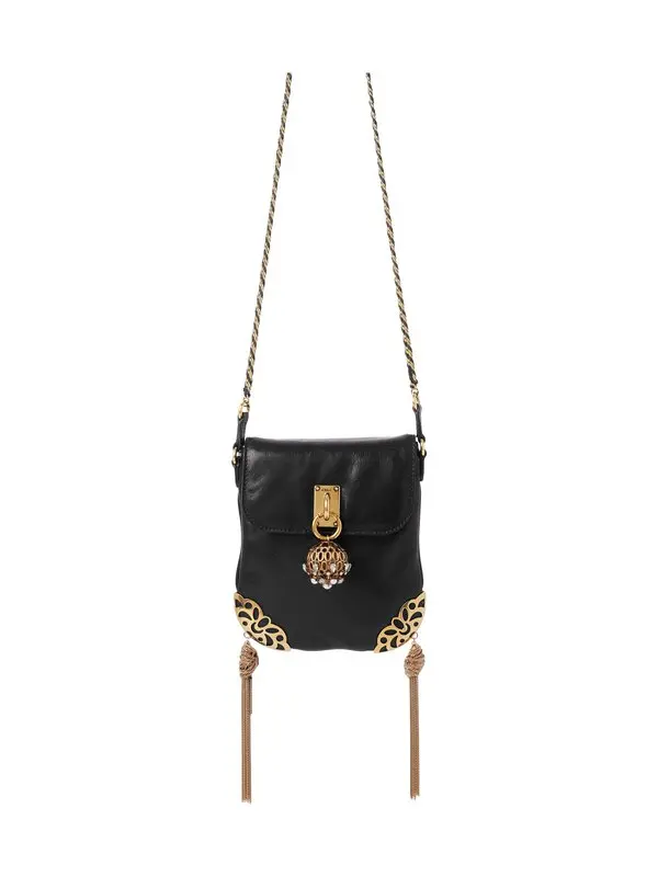 Chloé Château Treasures Chain Flap Bag In Grained Leather - Black