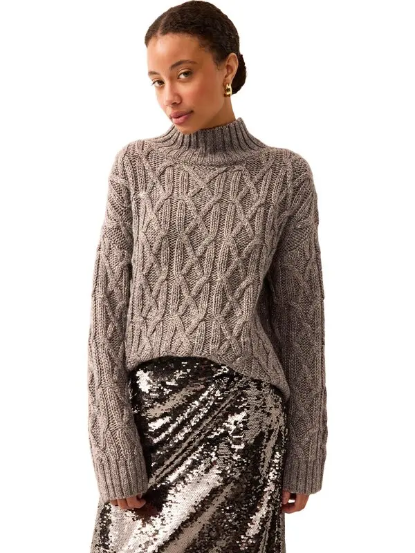 MARIE OLIVER Cecile Cable Knit Sweater - Titanium