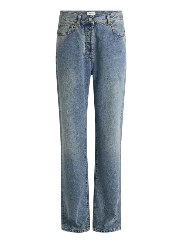 Balmain Straight-leg Faded Jeans - Blue