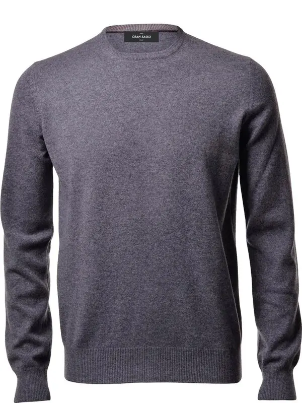 GRAN SASSO Ribbed Crew Neck Sweater - Gray