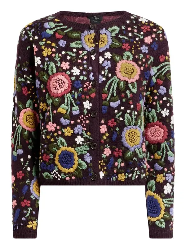 Etro Embroidered Floral Cardigan - Red