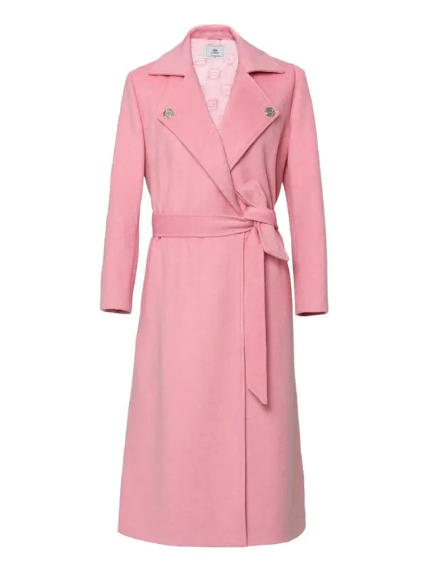 GIODORO Belted Wool Wrap Coat - Red