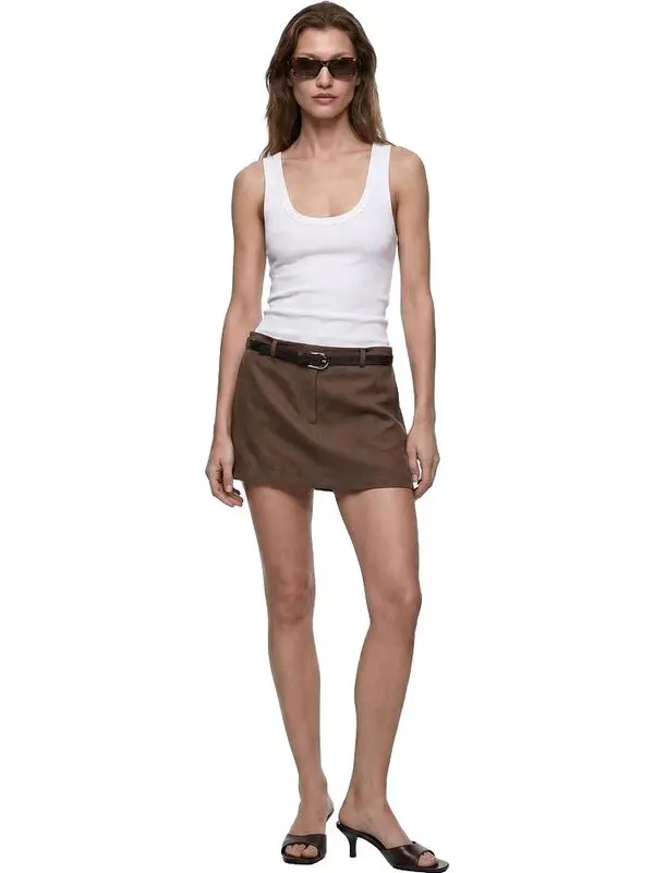 Koton Belted A-line Mini Skort - Brown