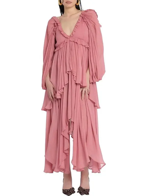 MUSE ASSEMBLY Tiered Frill Maxi Dress - Rose