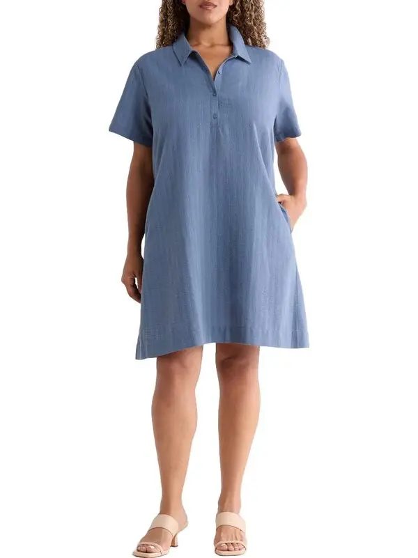 Eileen Fisher Pinstripe Shirt Dress - Cold Spray