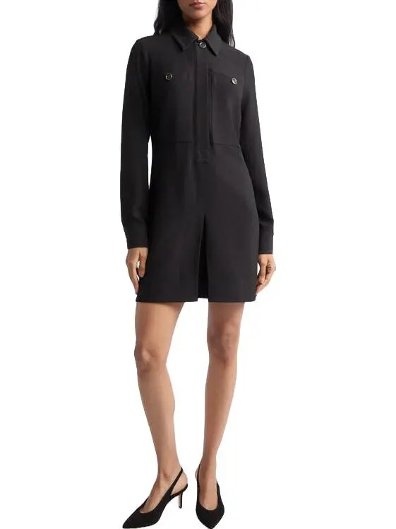 Veronica Beard Pryce Long Sleeve Shirtdress - Black