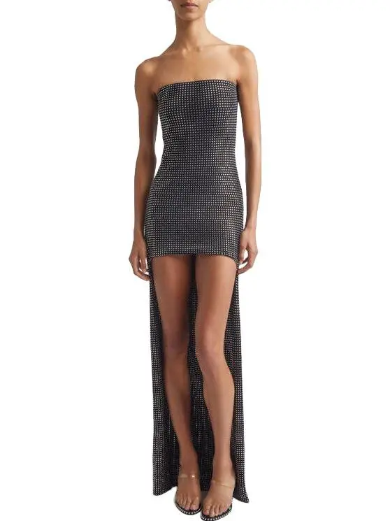 Alexander Wang Strapless Embellished High-low Bodycon Dress - Black