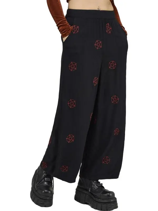 DISTURBIA Druantia Moon Embroidery Trousers - Black
